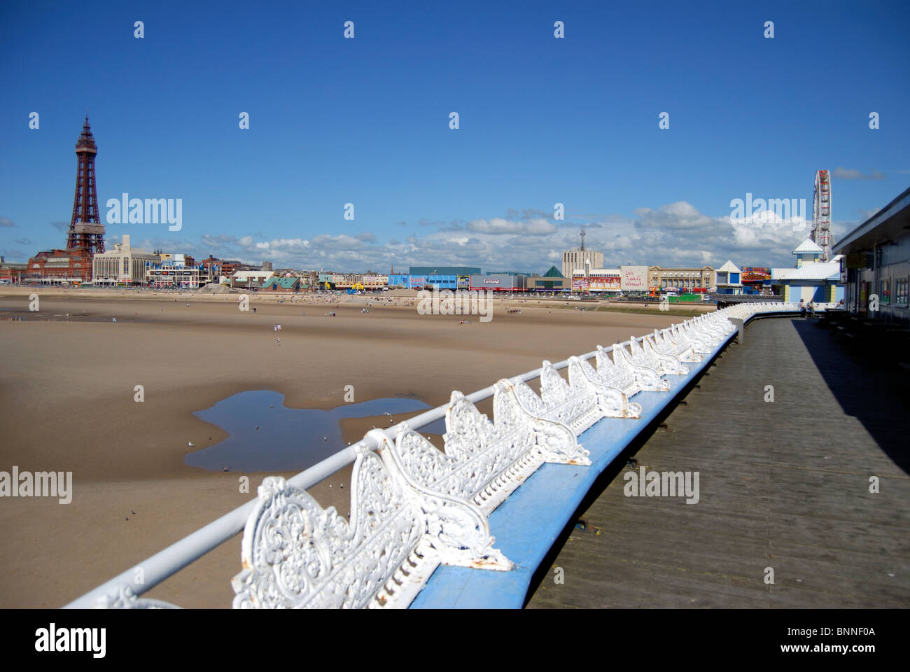 Blackpool tower and beach from the pier Stock Photo - Alamy