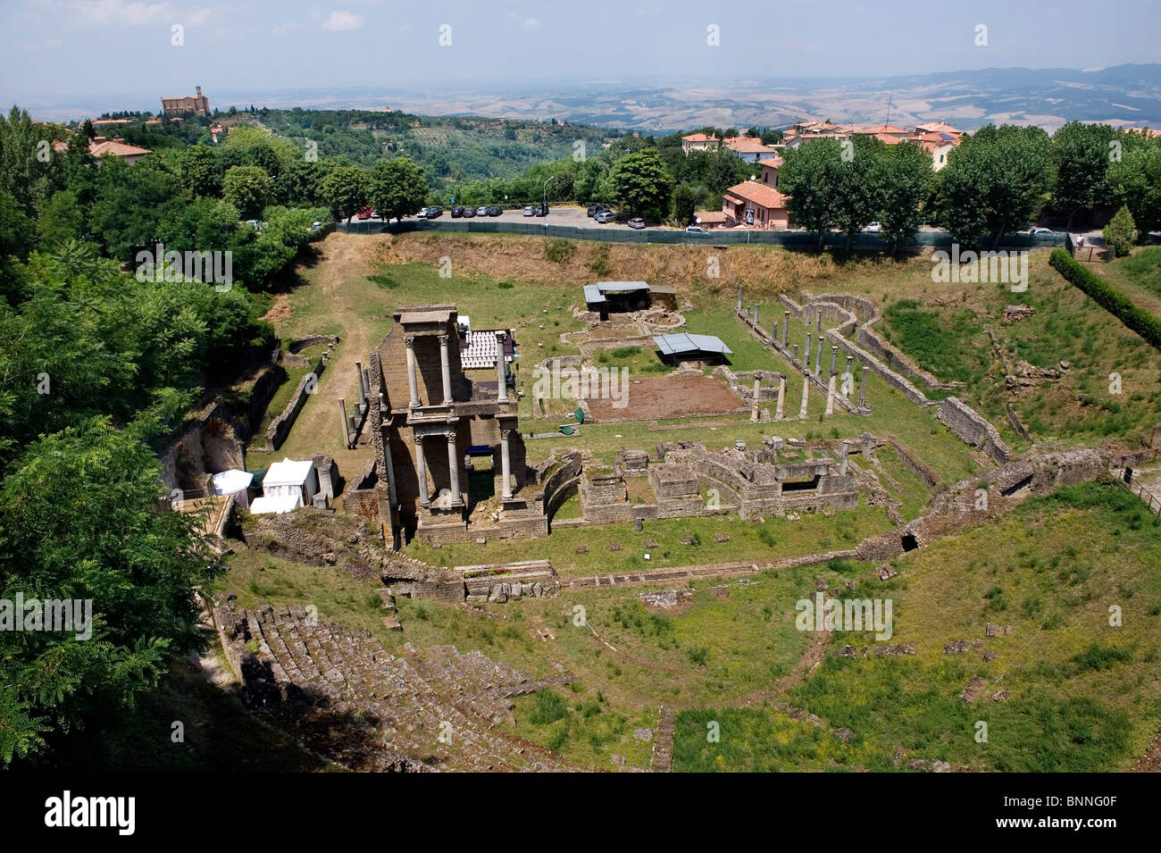 Italy. Volterra, the etruscan hill top town in Tuscany. Ruins of the ...