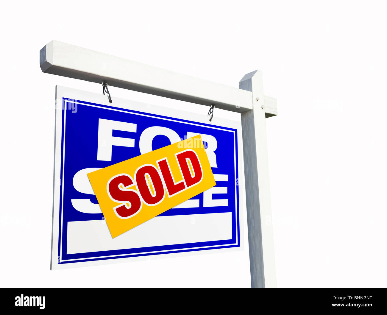 Blue Sold For Sale Real Estate Sign Isolated on White Stock Photo - Alamy