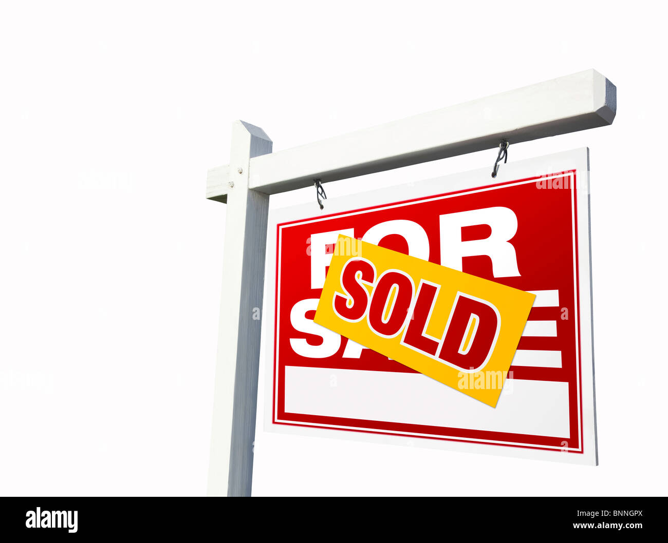 Red Sold For Sale Real Estate Sign Isolated on White Stock Photo - Alamy