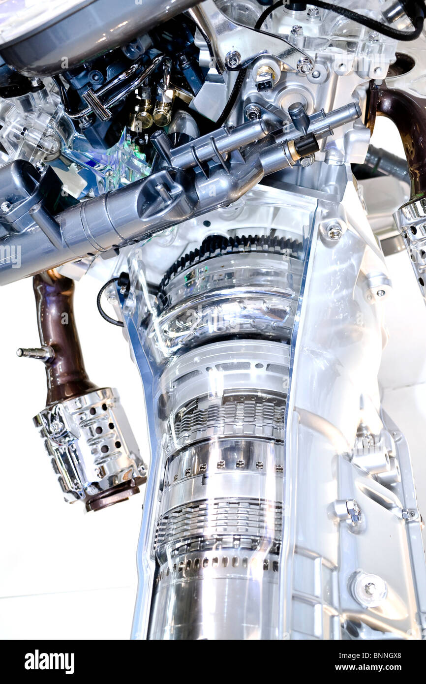 Complex engine of modern car interior view Stock Photo - Alamy