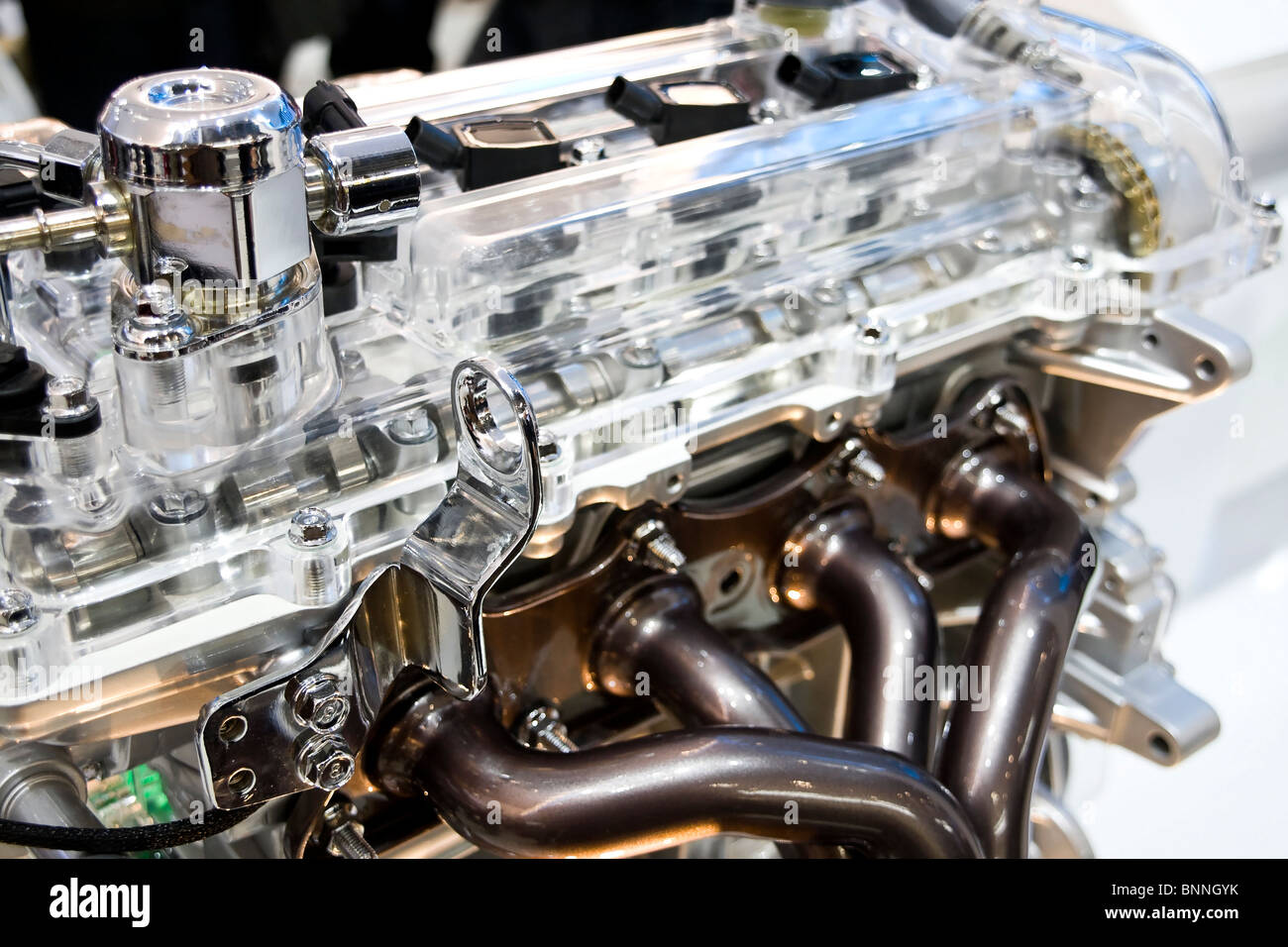 Complex engine of modern car interior view Stock Photo - Alamy