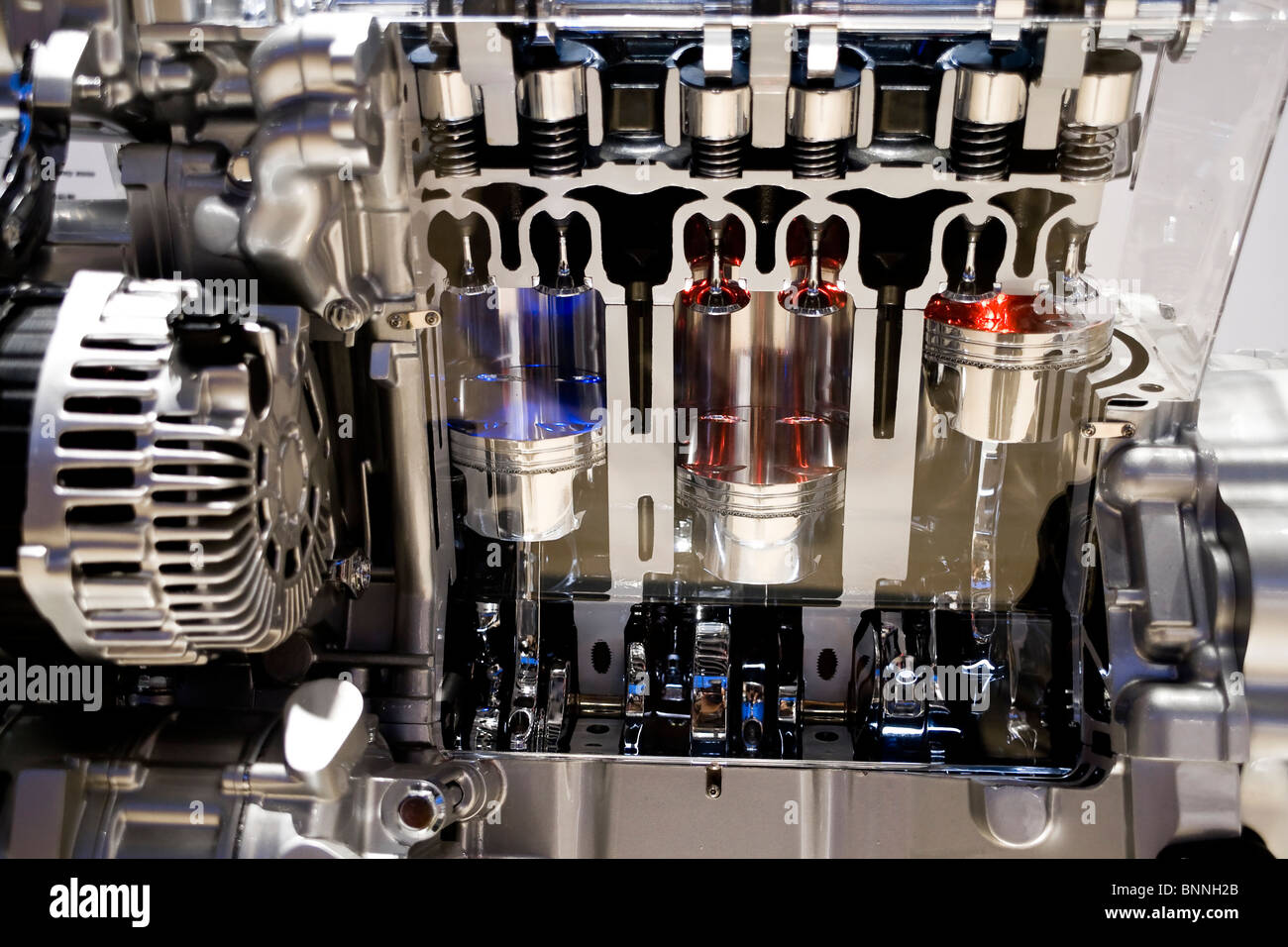 Complex engine of modern car interior view Stock Photo - Alamy