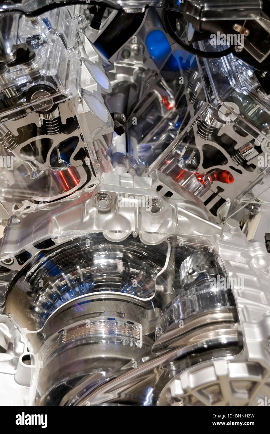 Complex engine of modern car interior view Stock Photo - Alamy