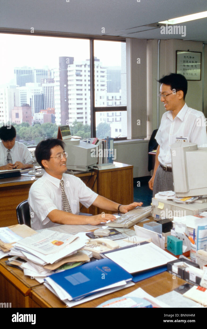 Seoul Korea Mr Shin Using Computer At Work Hyundai Motors Corp Stock ...