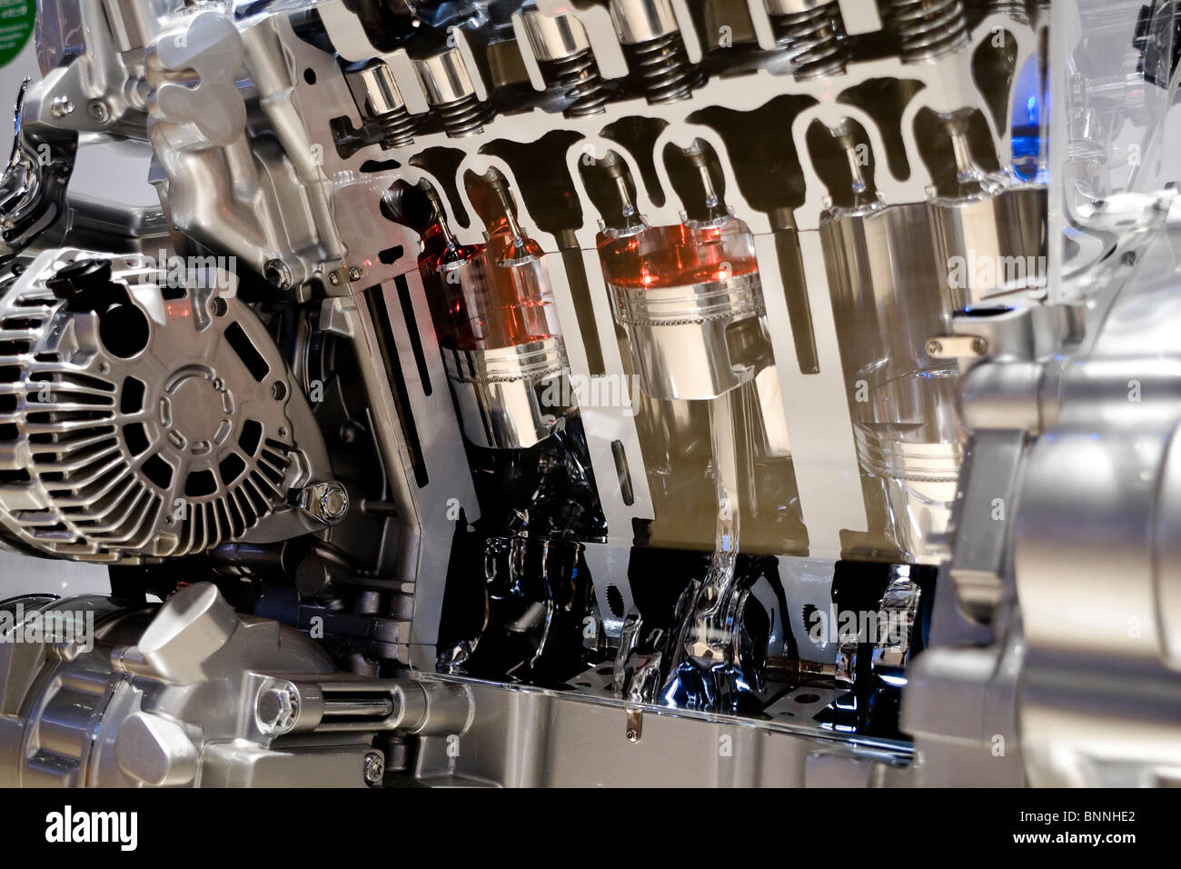 Complex engine of modern car interior view Stock Photo - Alamy