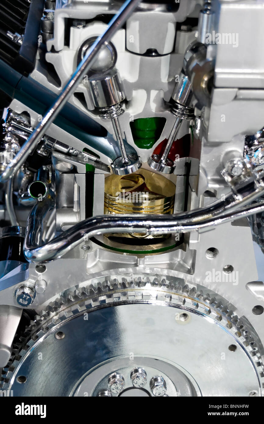 Complex engine of modern car interior view Stock Photo - Alamy