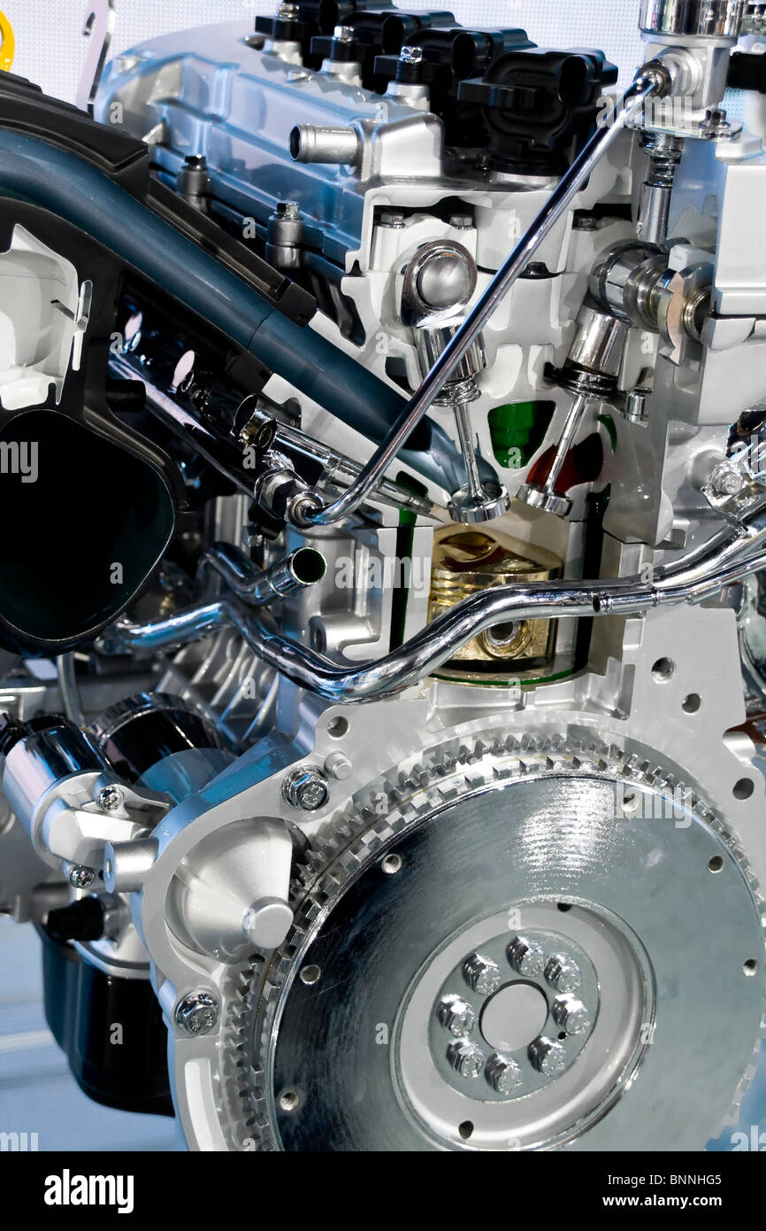 Complex engine of modern car interior view Stock Photo - Alamy