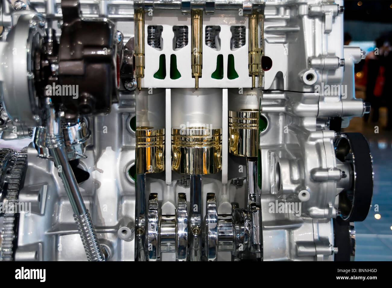 Complex engine of modern car interior view Stock Photo - Alamy