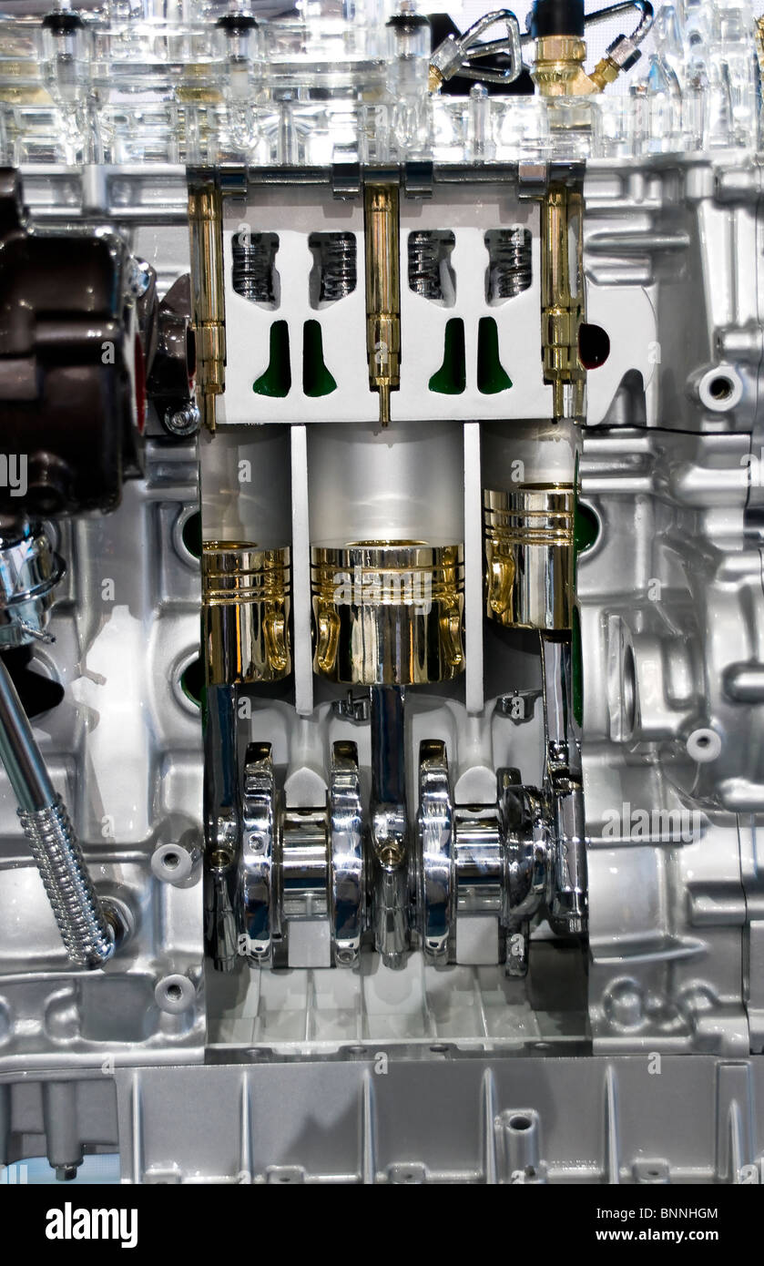 Complex engine of modern car interior view Stock Photo - Alamy