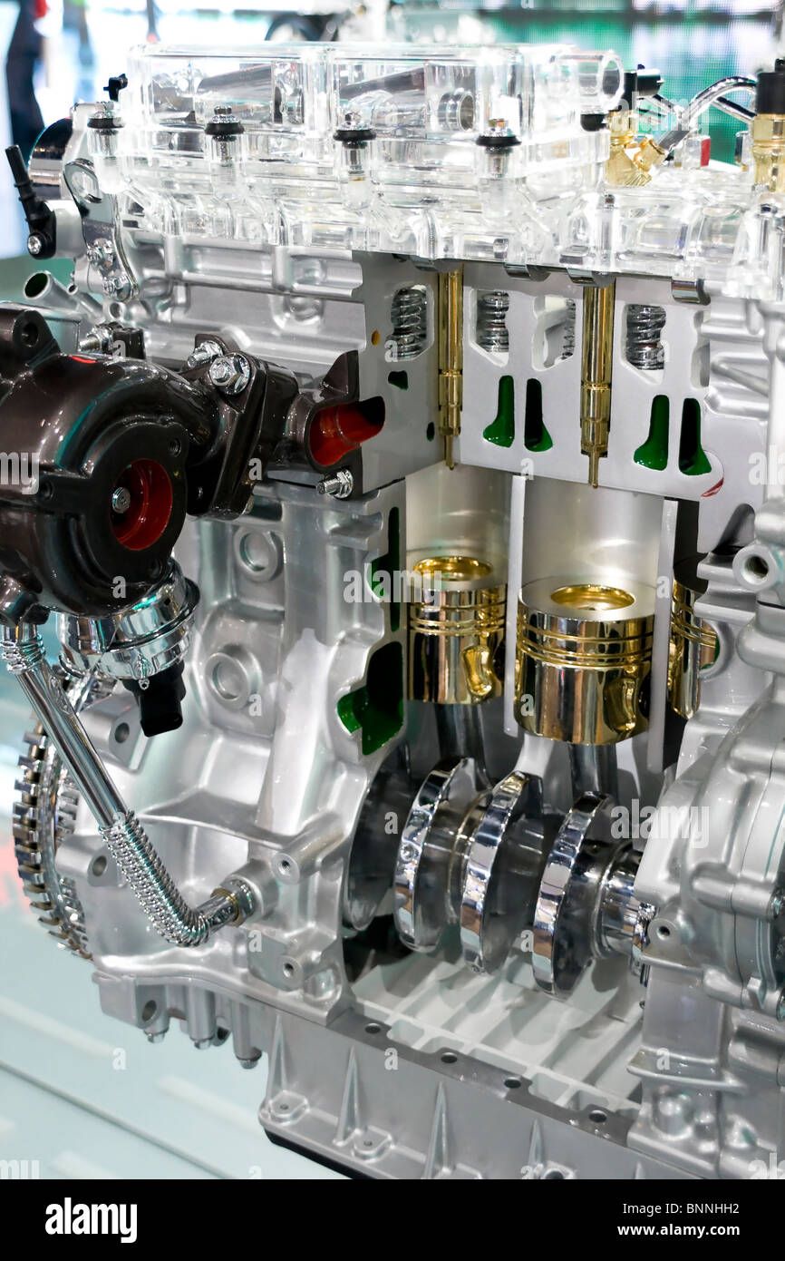 Complex engine of modern car interior view Stock Photo - Alamy