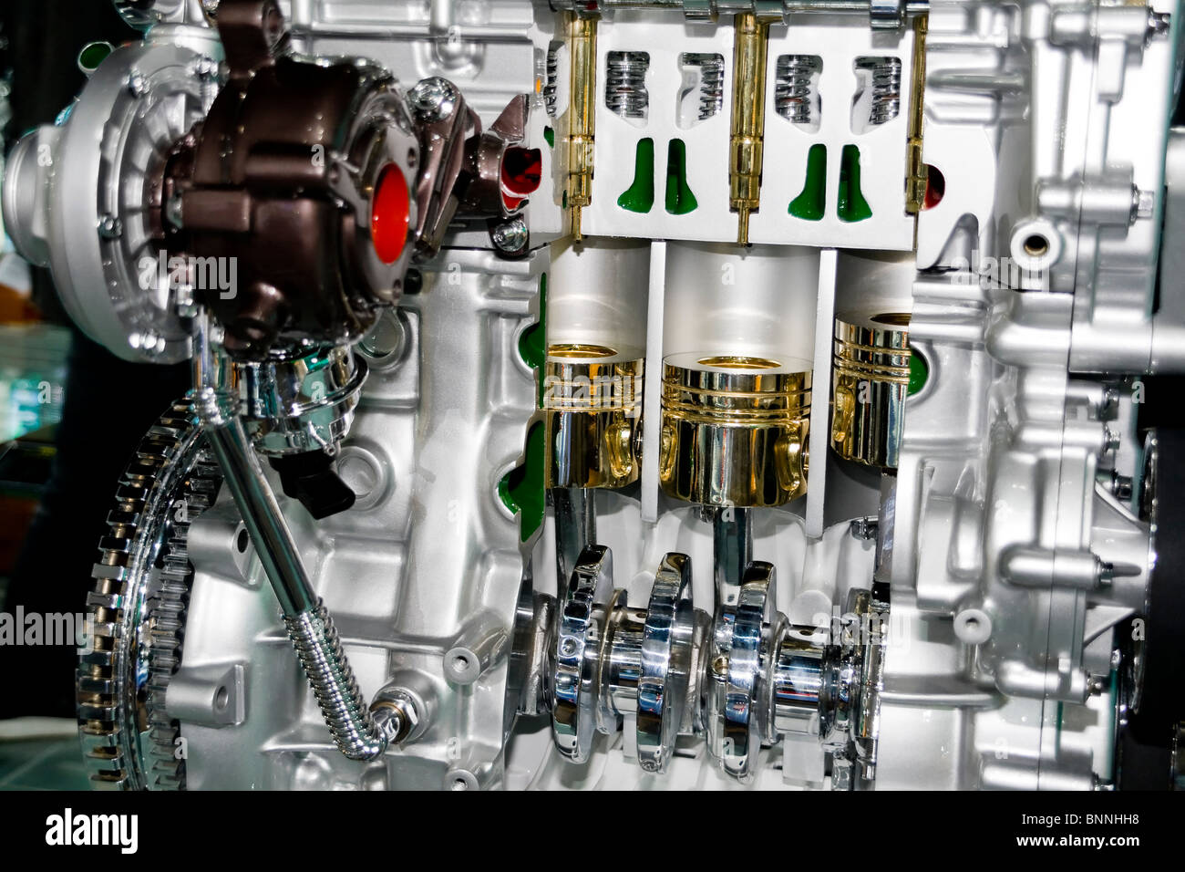 Complex engine of modern car interior view Stock Photo - Alamy