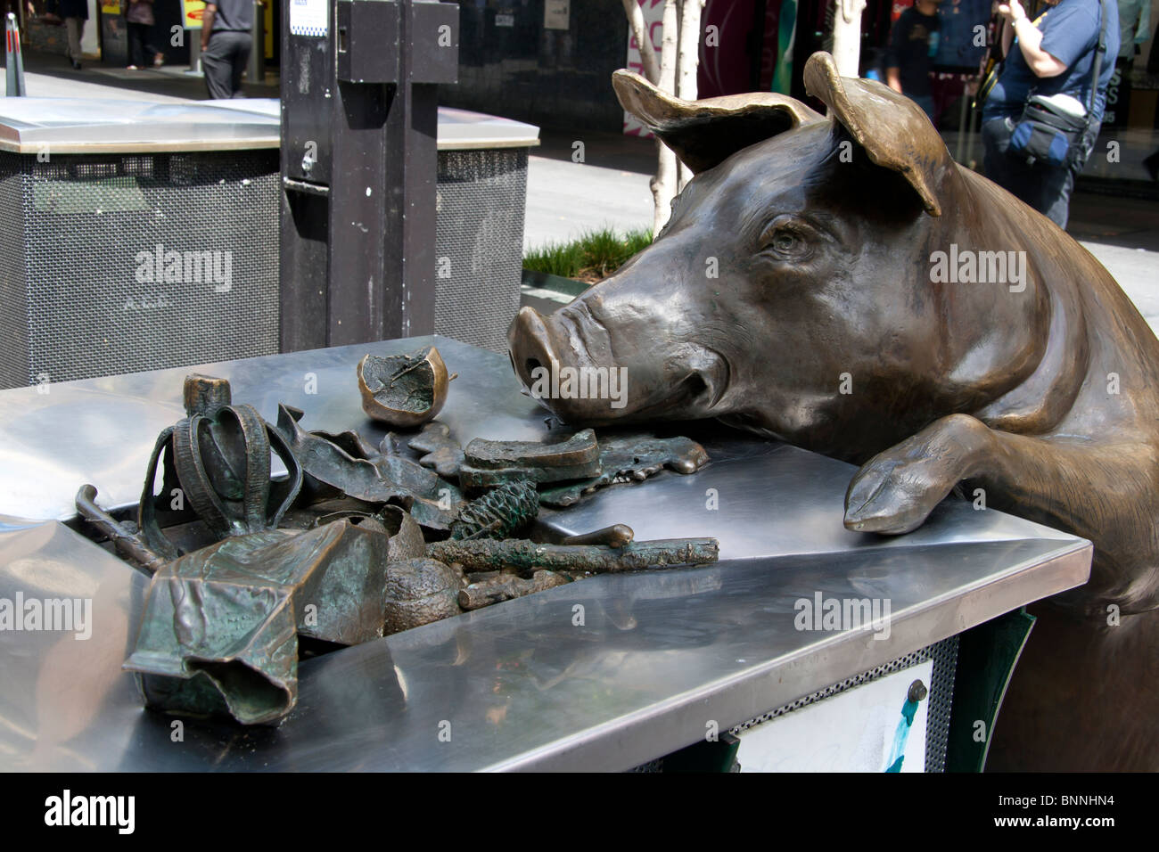 Statue of a bronze pig in Rundle Mall, Adelaide, South Australia Stock ...