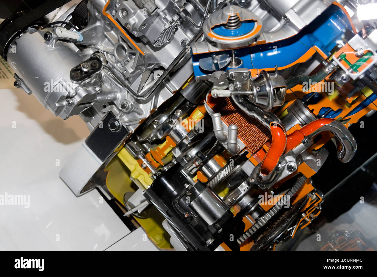 Complex engine of modern car interior view Stock Photo - Alamy