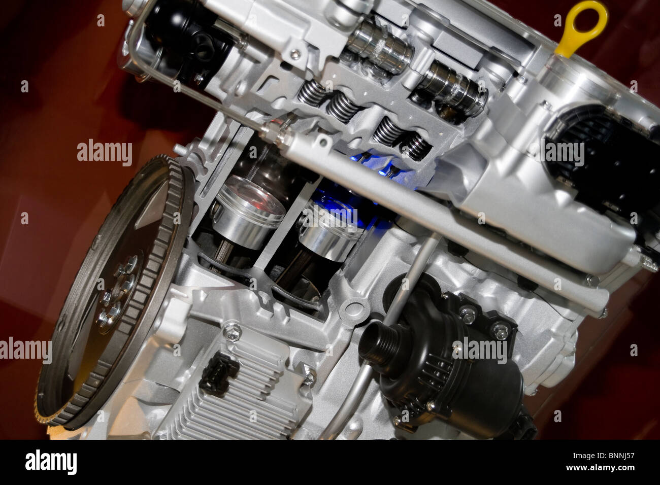 Complex engine of modern car interior view Stock Photo - Alamy