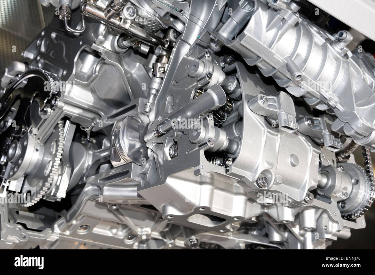 Complex engine of modern car interior view Stock Photo - Alamy