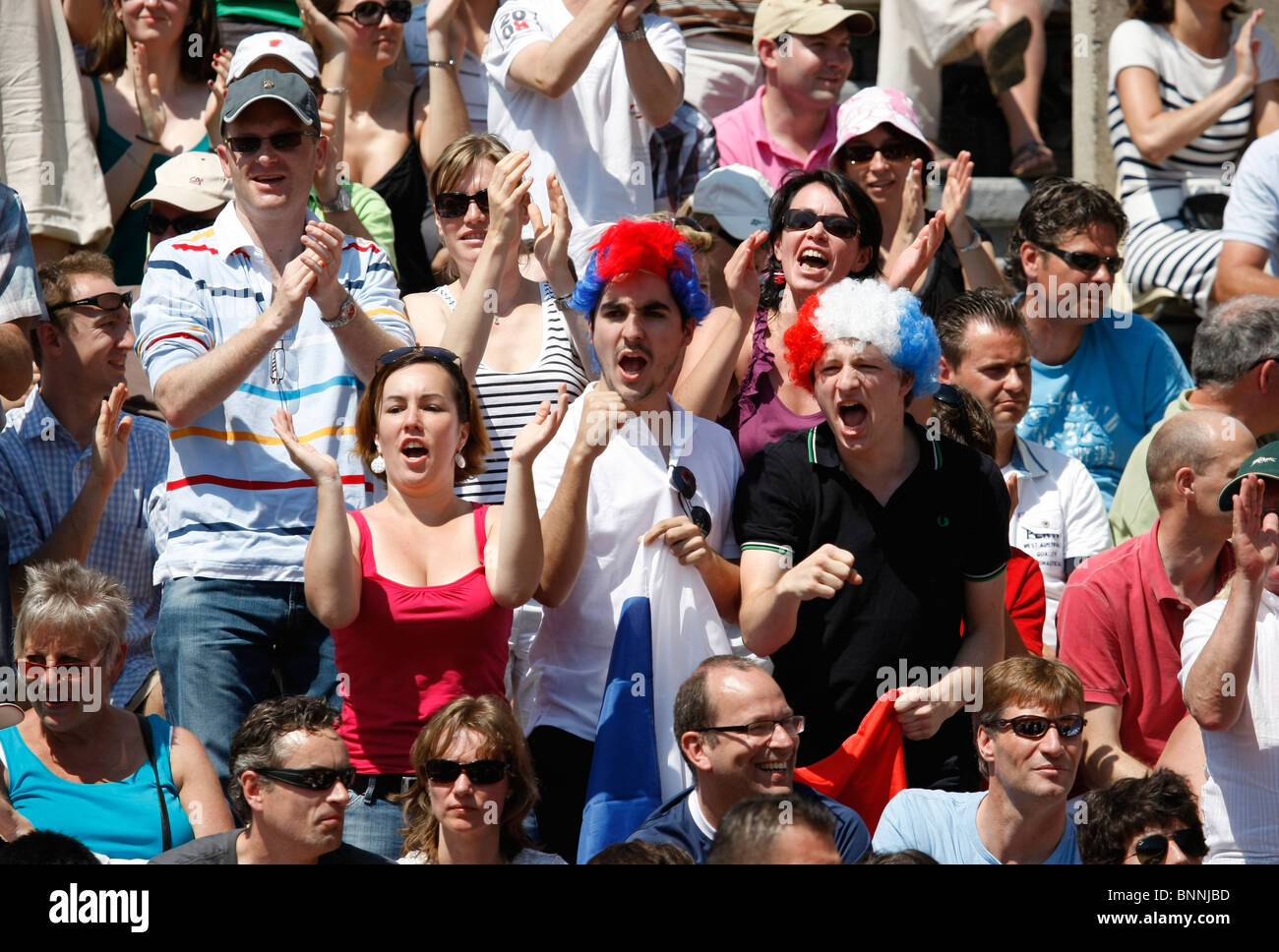 Applauding spectators at the French Open 2010, Roland Garros, Paris ...