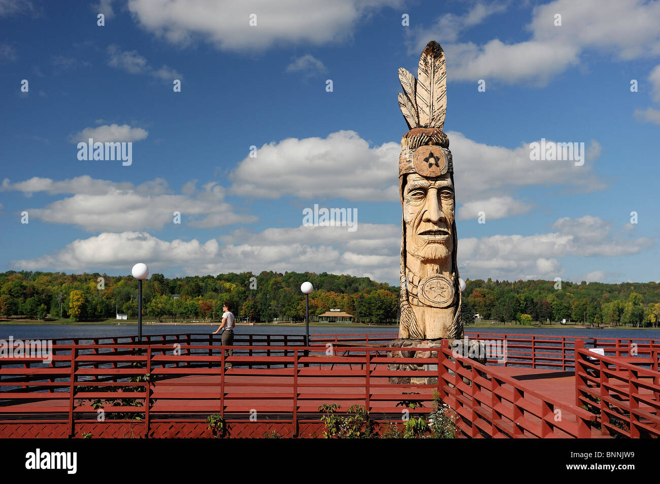 wooden Indian Statue Little Lake Wakefield Michigan USA America United ...