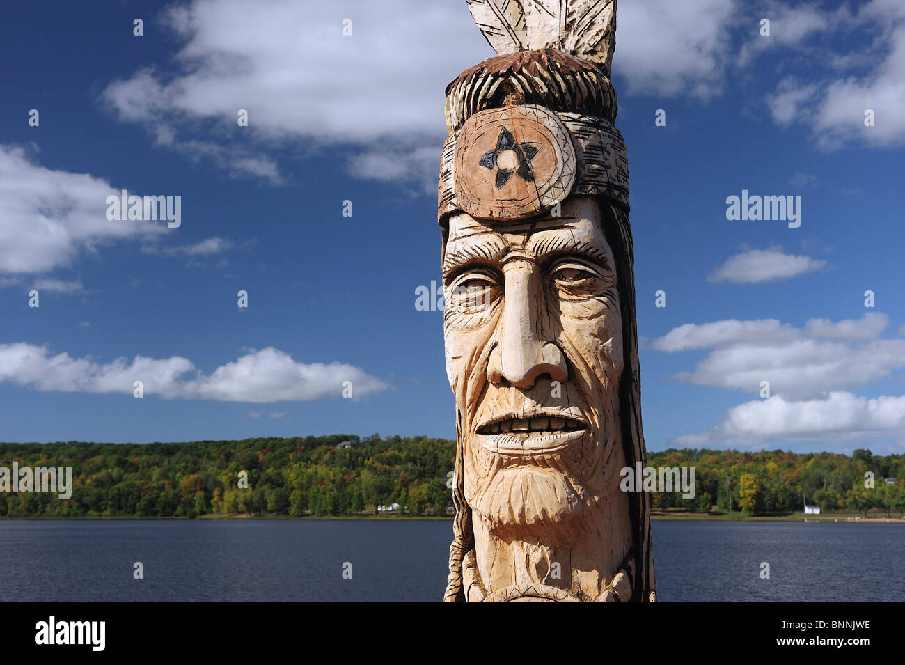 wooden Indian Statue Little Lake Wakefield Michigan USA America United ...