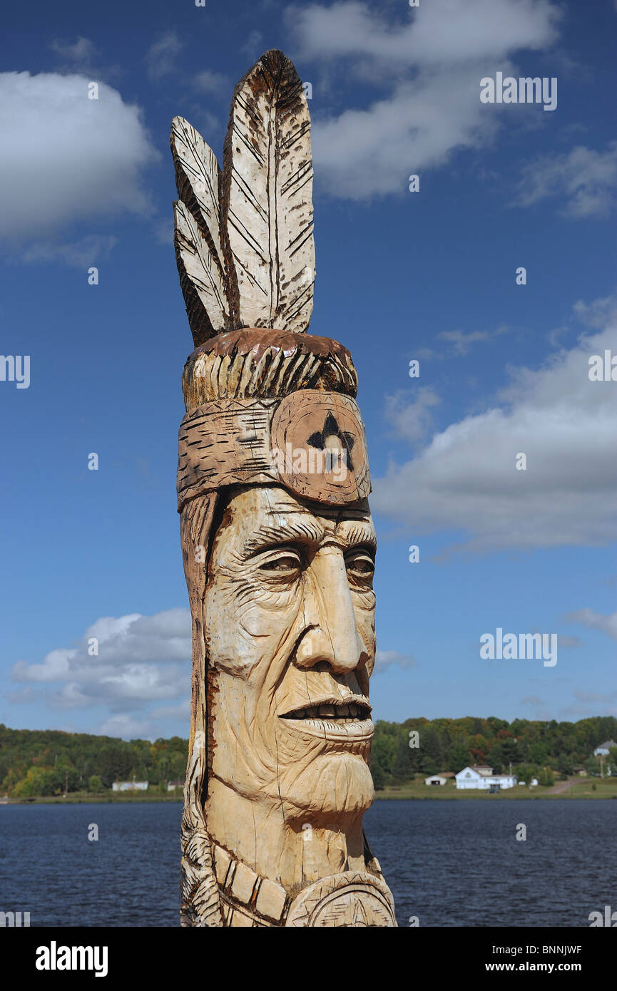 wooden Indian Statue Little Lake Wakefield Michigan USA America United ...