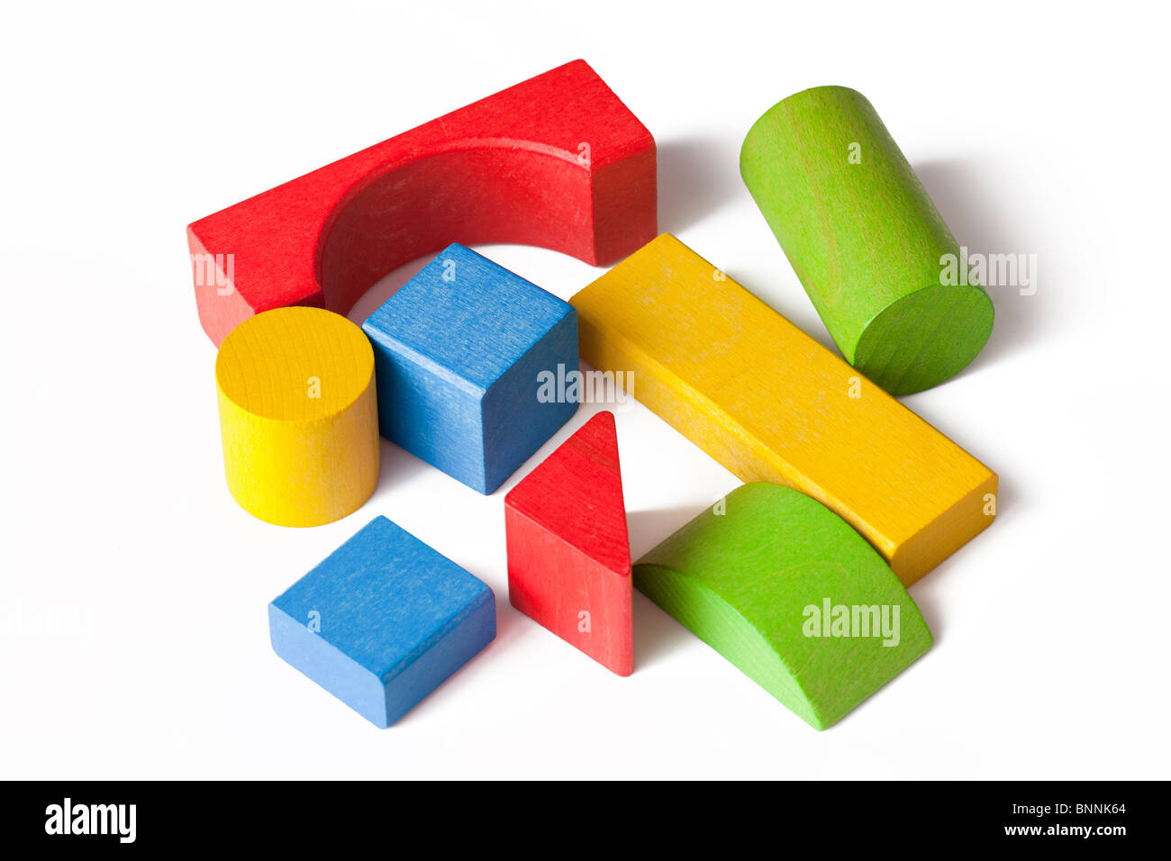 wooden toy blocks on white background Stock Photo - Alamy