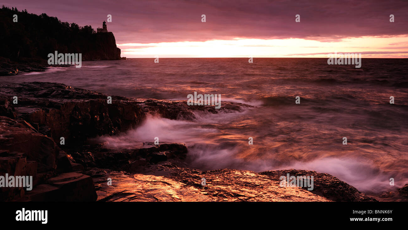 Dusk Lighthouse cliff Lake Superior Split Rock Lighthouse State Park ...