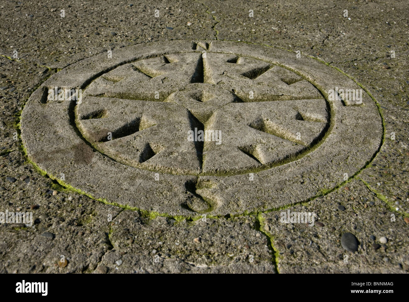 Compass image set in concrete Stock Photo - Alamy