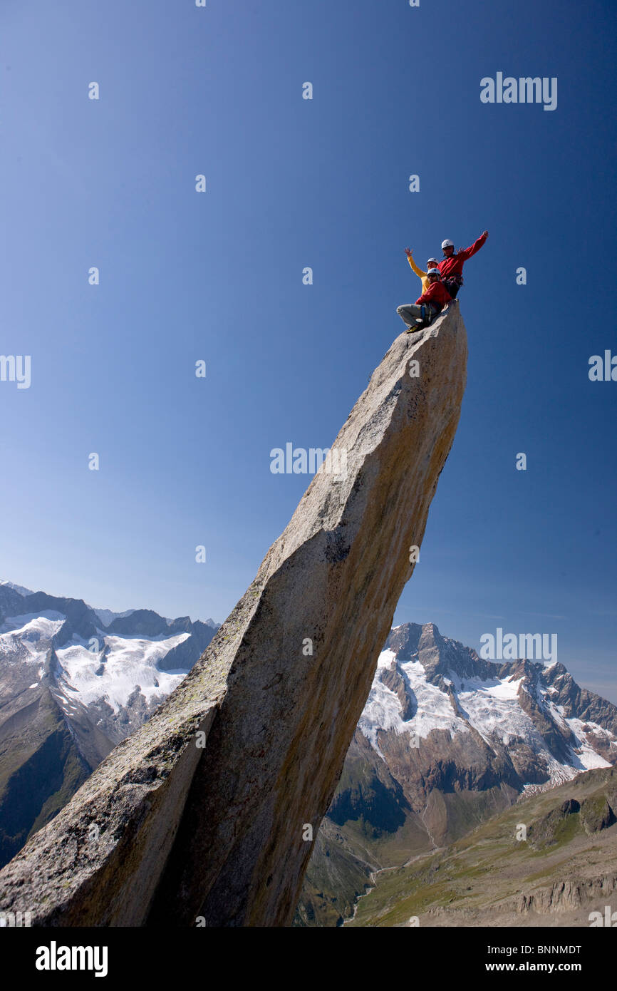 Switzerland swiss climbing Salbitnadel rock cliff sharp spiky point ...