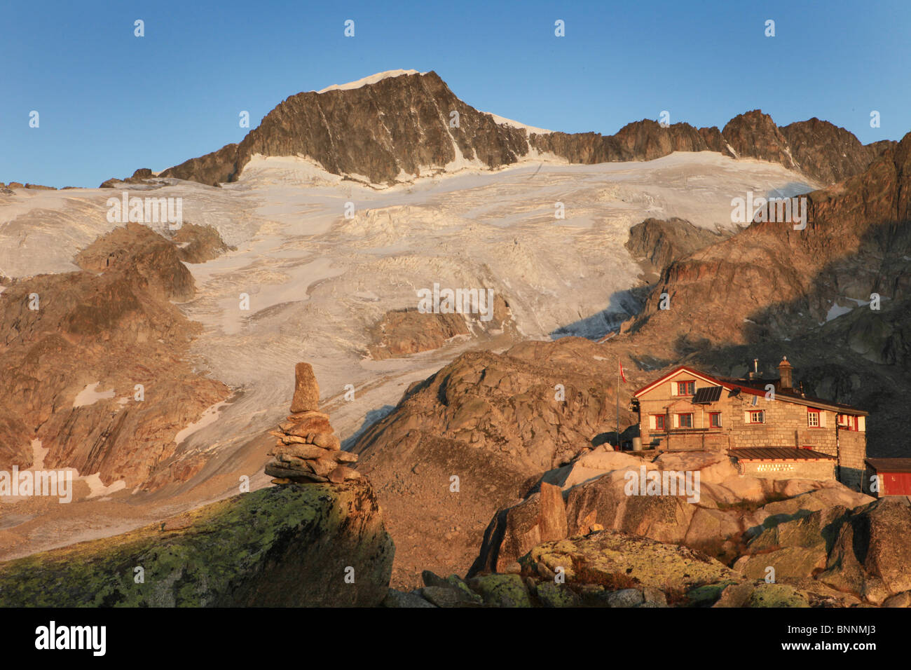 Switzerland swiss scenery Albert Heim Hütte SAC Galenstock sunrise ...