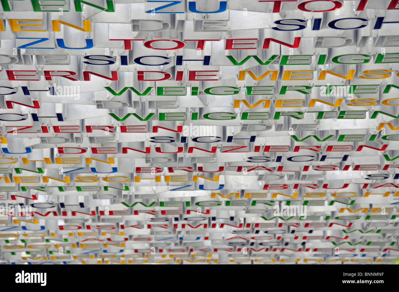 Aluminum aluminum characters letters monument Germany recollection ...