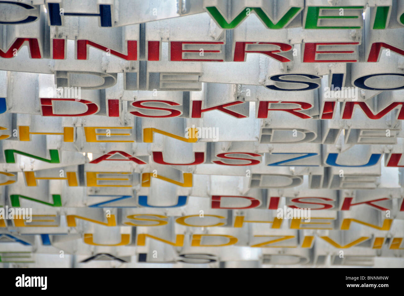 Aluminum aluminum characters letters monument Germany recollection ...