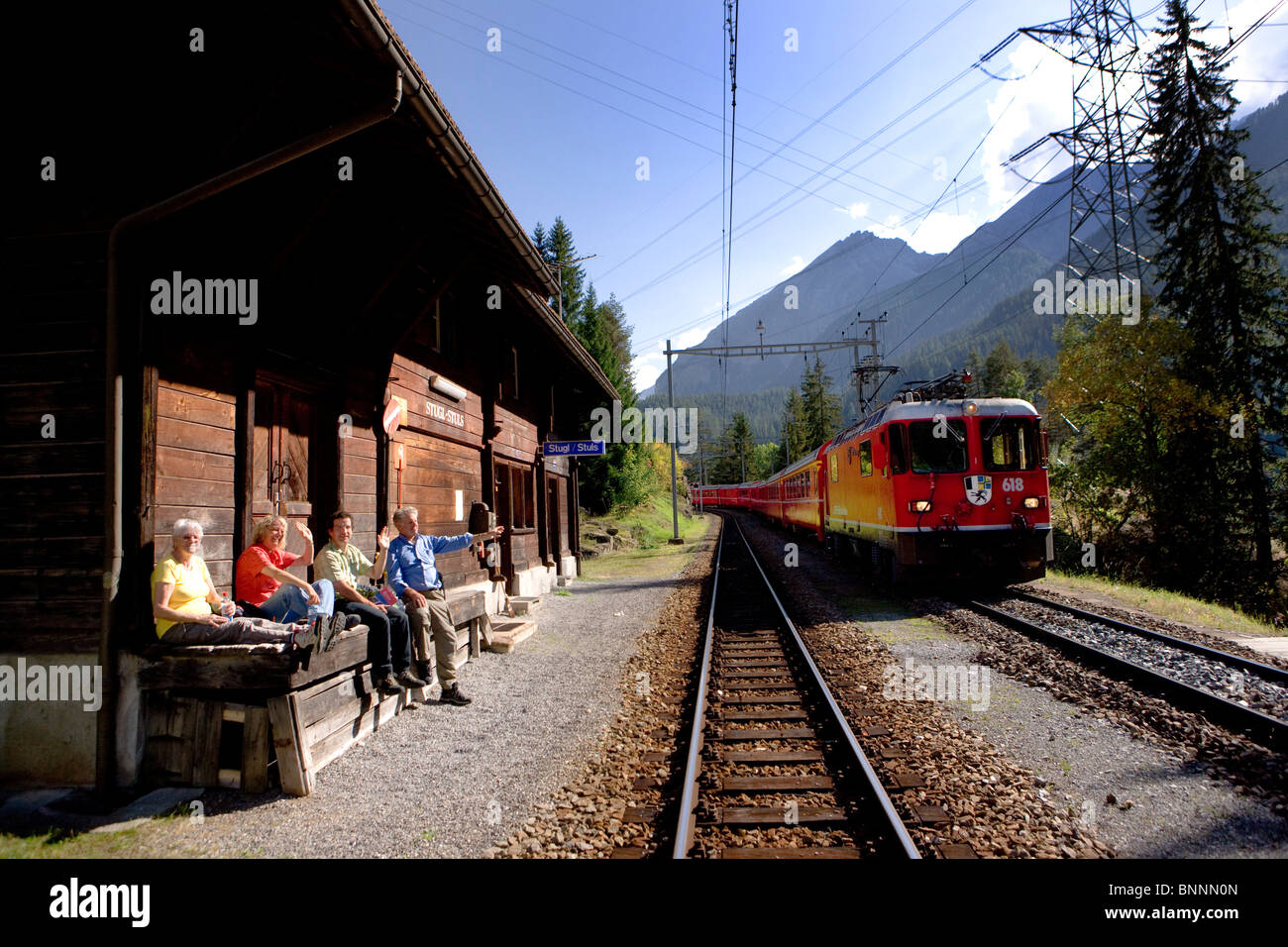 Switzerland swiss railway station Stuls Albula valley railway station ...