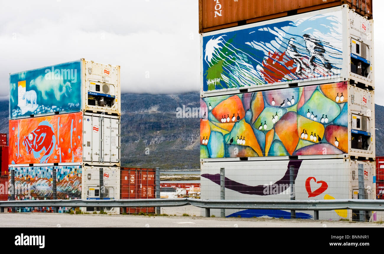 Decorated shipping containers Stock Photo - Alamy
