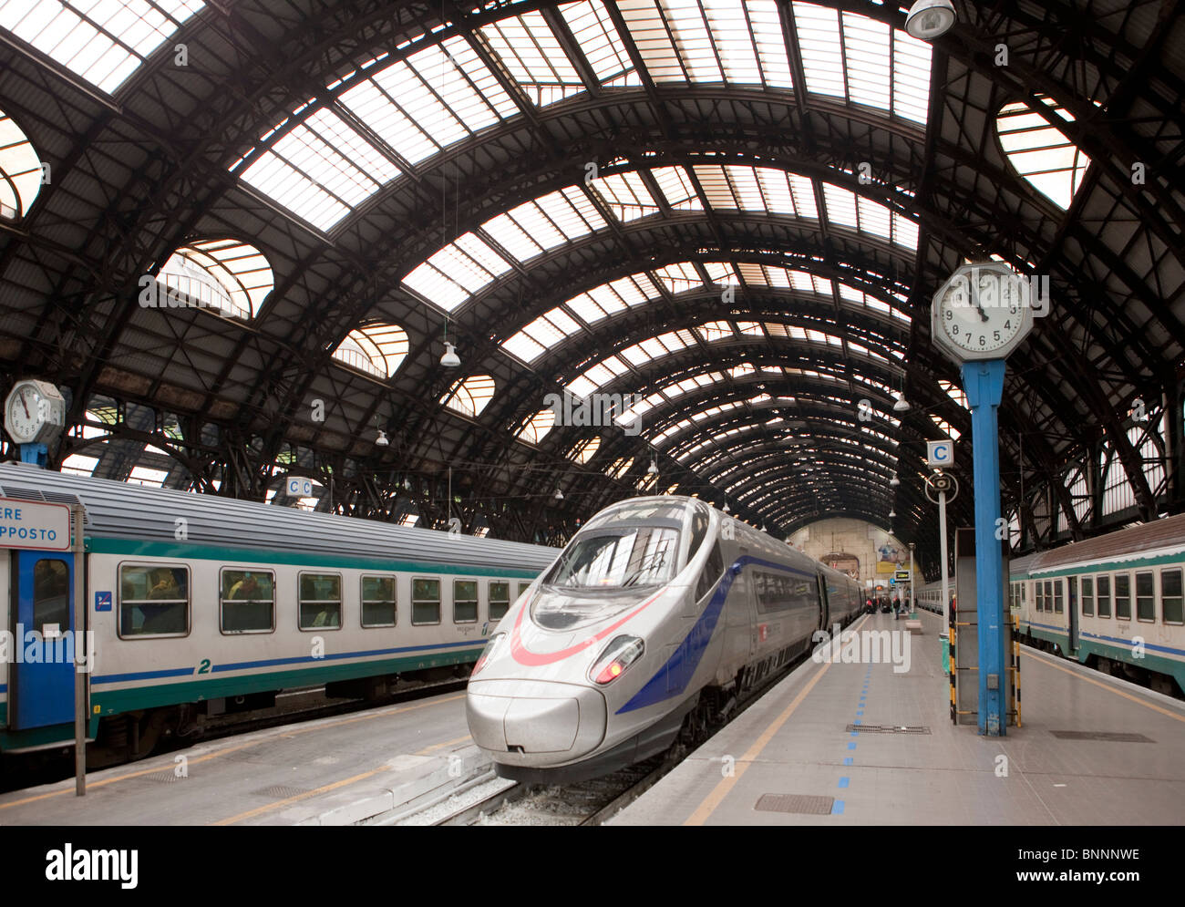 Milan central station town city Italy building construction railway ...
