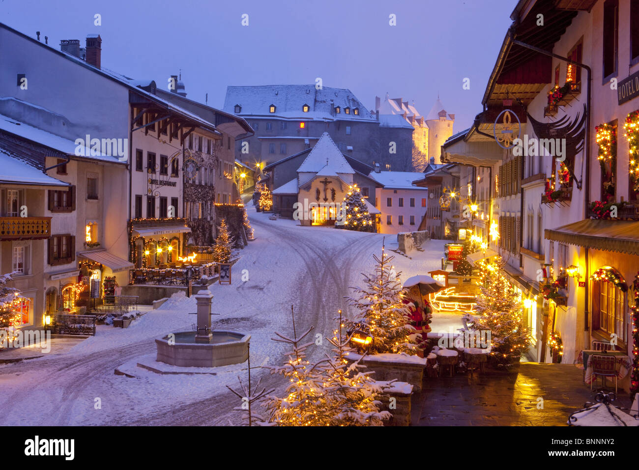 Gruyères FR Christmas lighting village Christmas Advent canton Fribourg ...