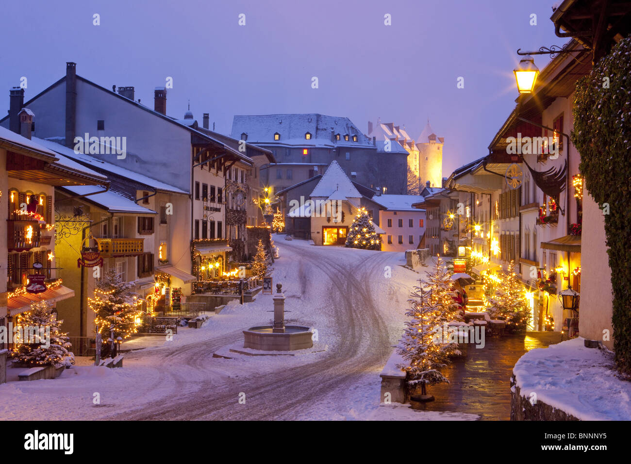 Gruyères FR Christmas lighting village Christmas Advent canton Fribourg ...