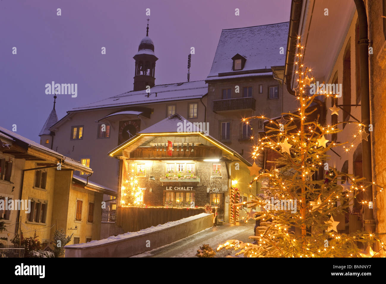 Gruyères FR Christmas lighting village Christmas Advent canton Fribourg ...
