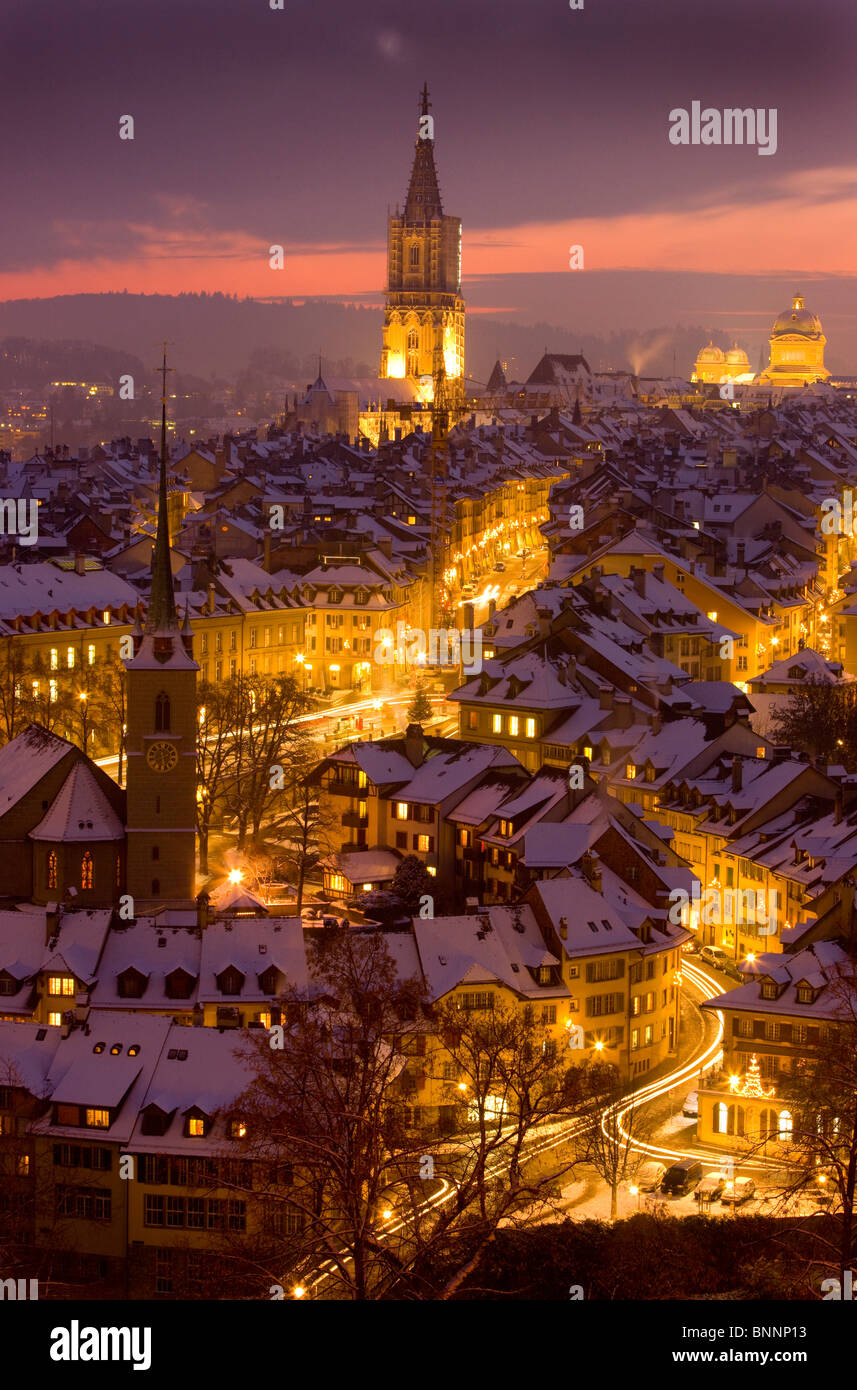 Bern BE Old Town night winter canton Bern town city Christmas Advent ...