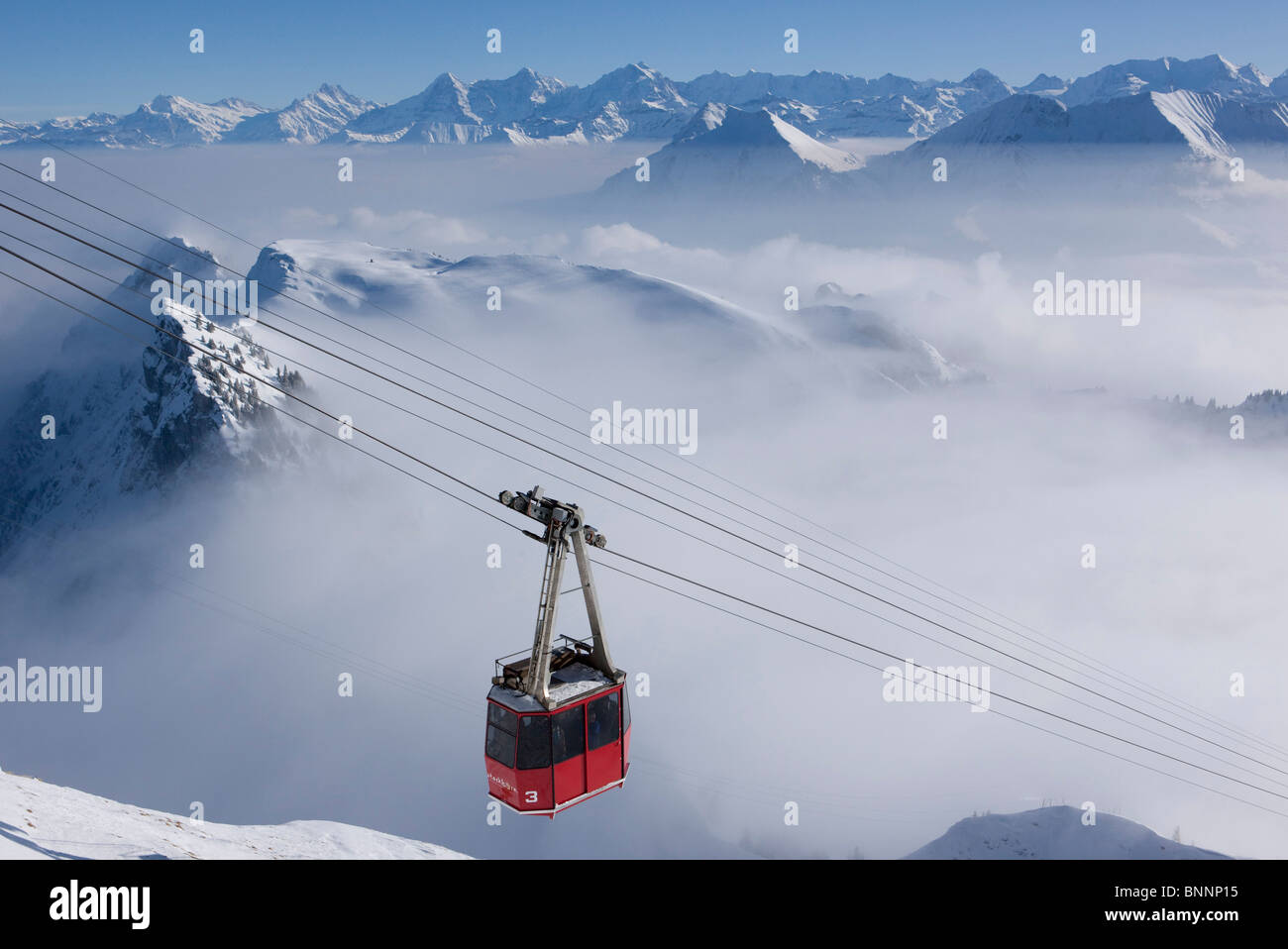 Stockhorn BE mountain road gondola cable car mountains snow canton Bern ...