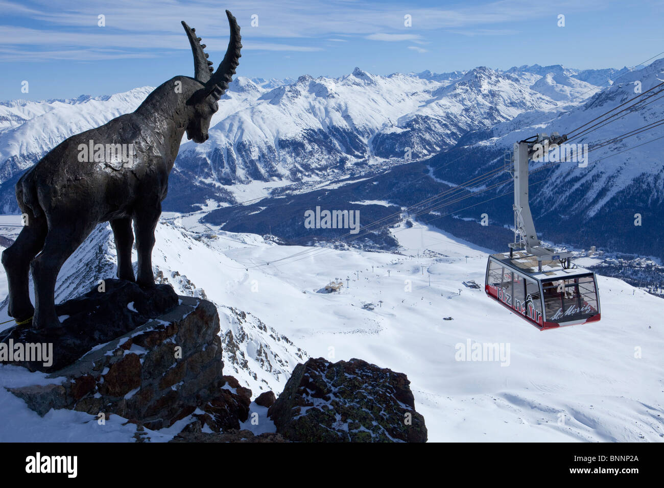 Corviglia GR St. Moritz canton Graubünden Grisons cable railway ...