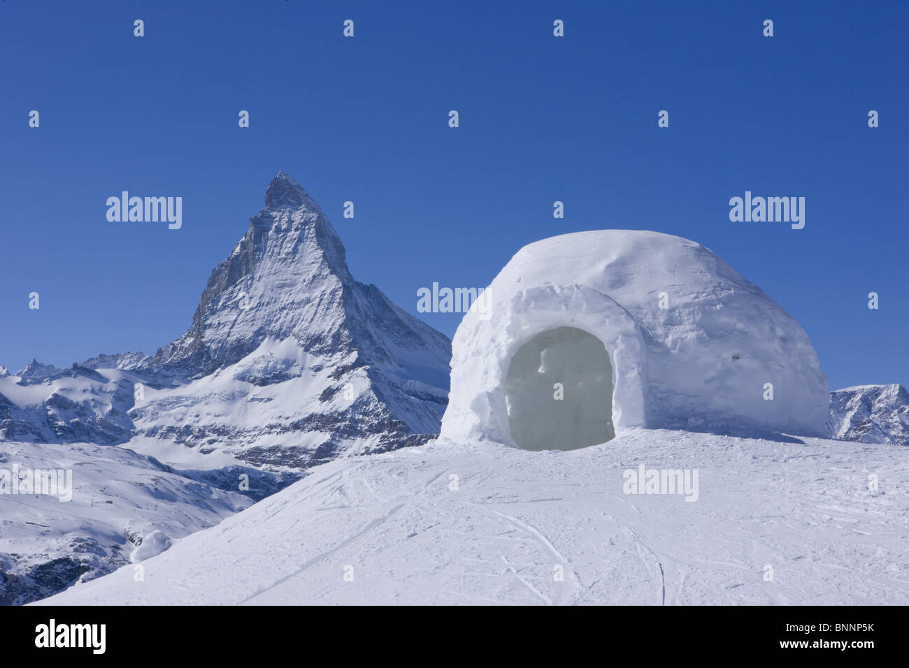 Zermatt VS Matterhorn mountains glaciers igloo tourism winter snow ...