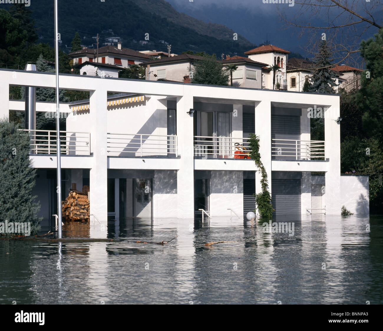 Flood lake sea physical disaster Switzerland house home high water ...