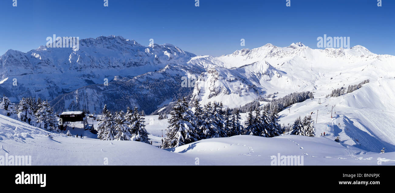Portes you Soleil VS snow winter skiing area scenery panorama canton ...