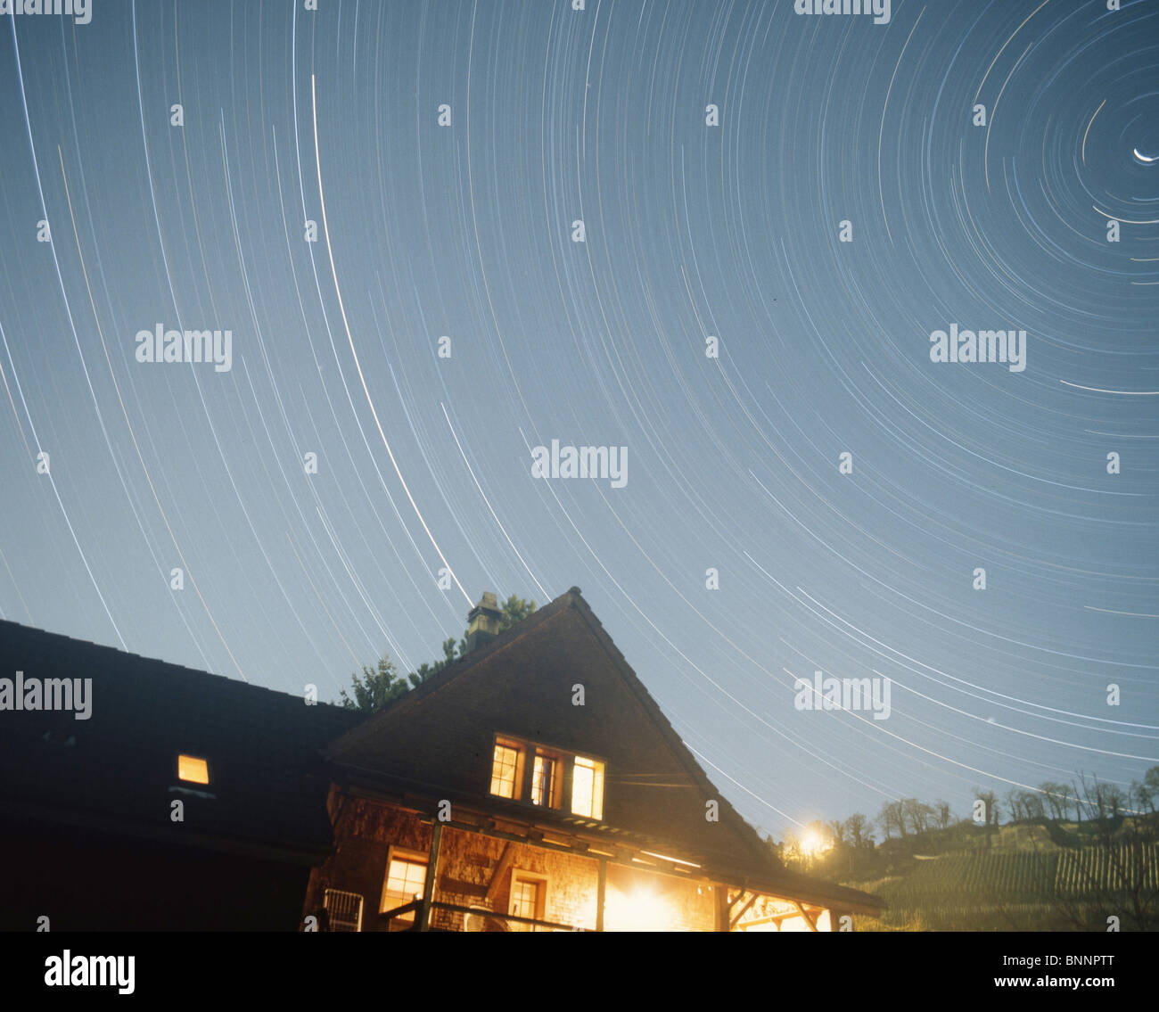 Stars sky night residential building star circles skies heavens night ...