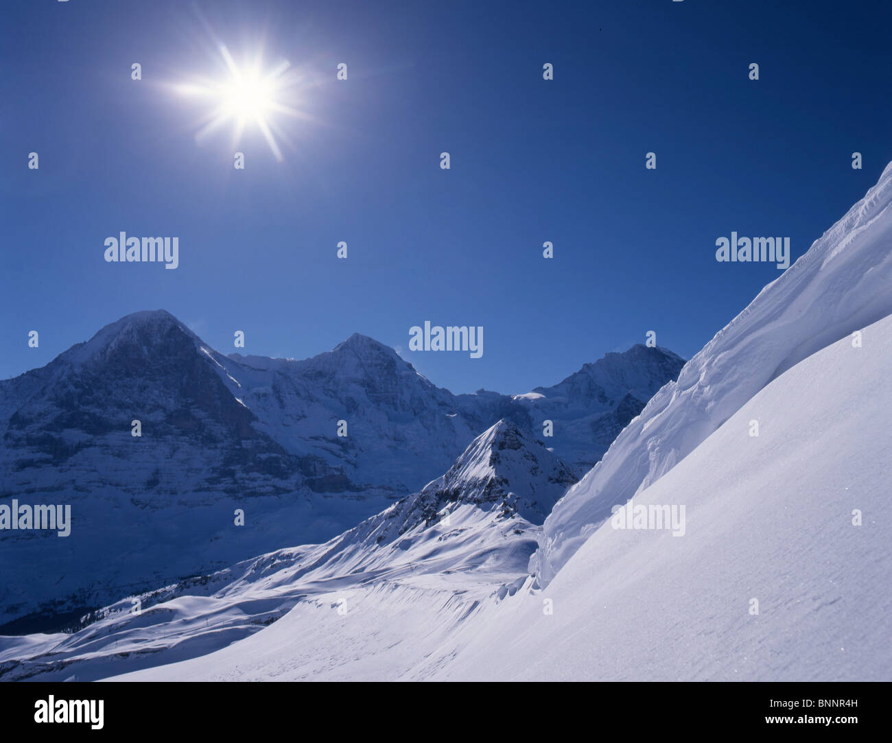 Bernese Alps Jungfrau monk Mönch Eiger mountain mountains canton Bern ...