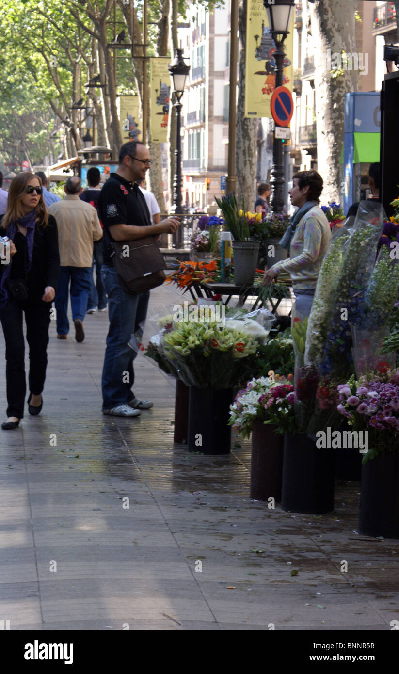 LAS RAMBLAS BARCELONA FLOWER STALLS SPAIN EUROPE Stock Photo - Alamy