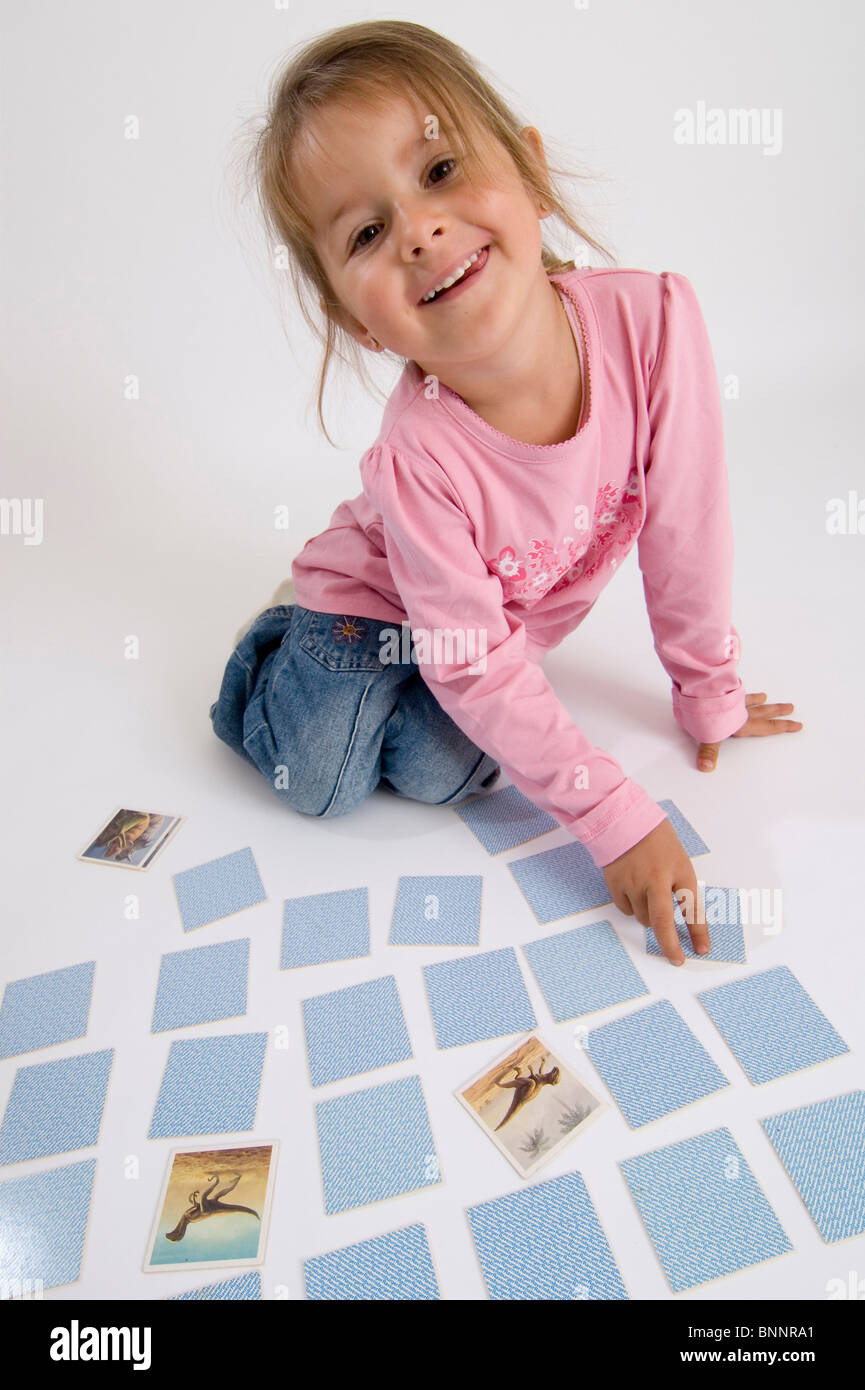 Child girl child pre-school age kindergarten age play memory memory ...