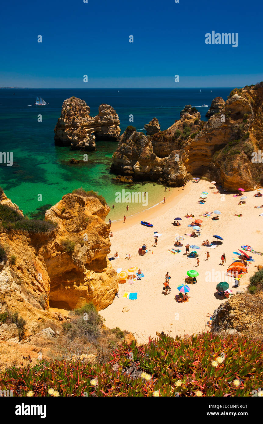 Algarve Portugal outside Praia Th Camilo coast seashore coastal scenery ...