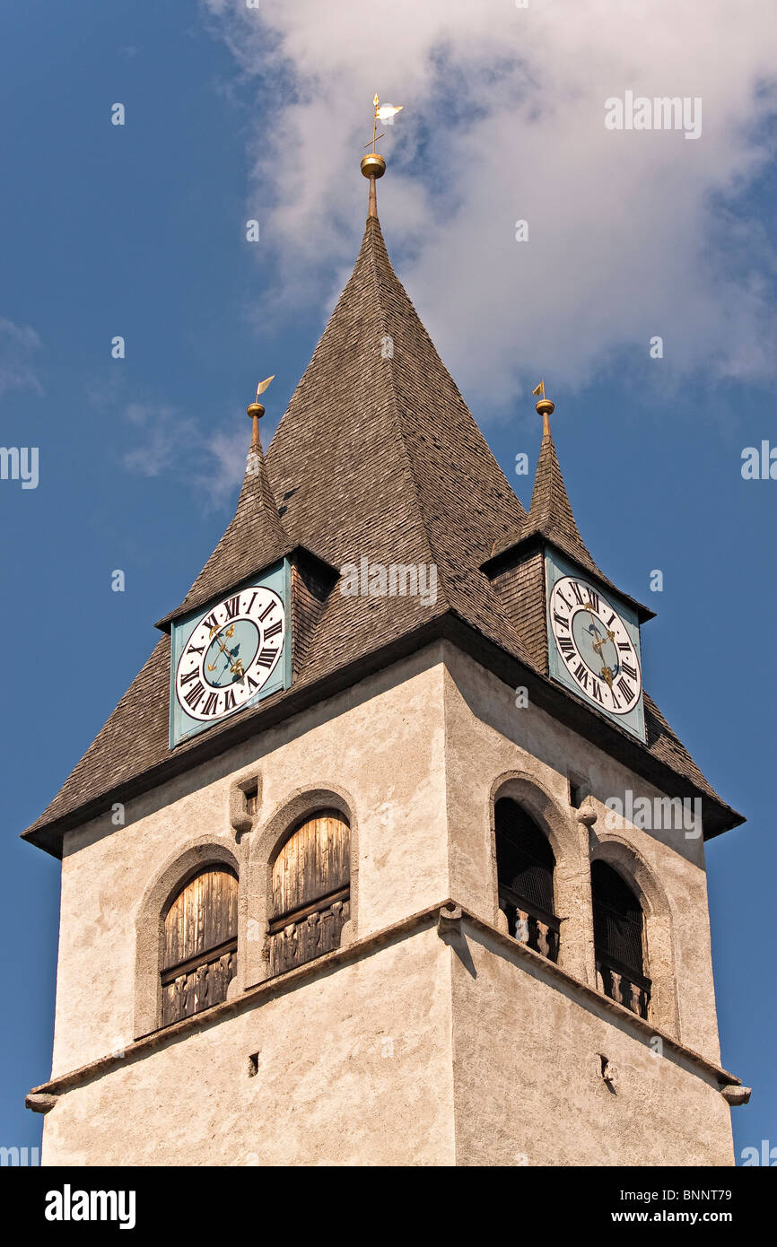 Austria Kitzbuhel Cathedral Clock Tower Stock Photo - Alamy