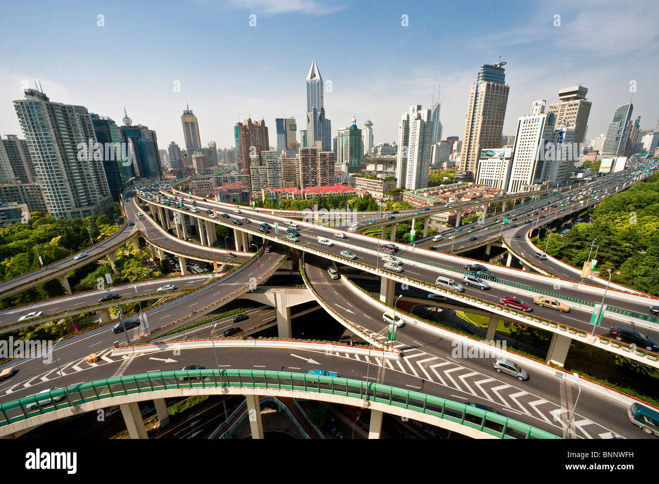 China Shanghai town city blocks of flats high-rise buildings city ...